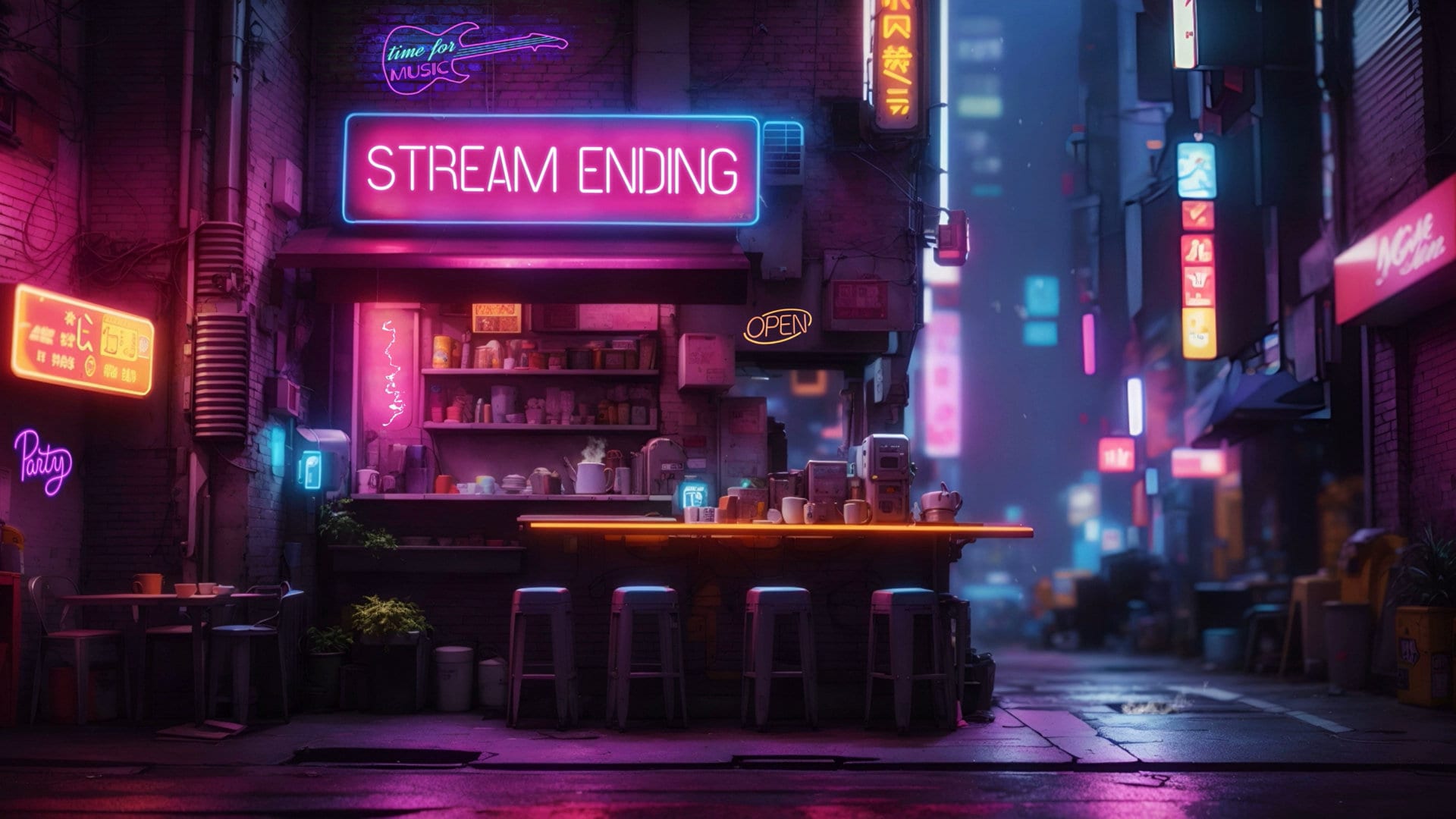 Cyberpunk Corner Cafe Animated Virtual Background Vtuber Twitch ...