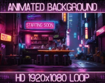Animated Virtual Background Cyberpunk Alley Looped Vtuber Background ...
