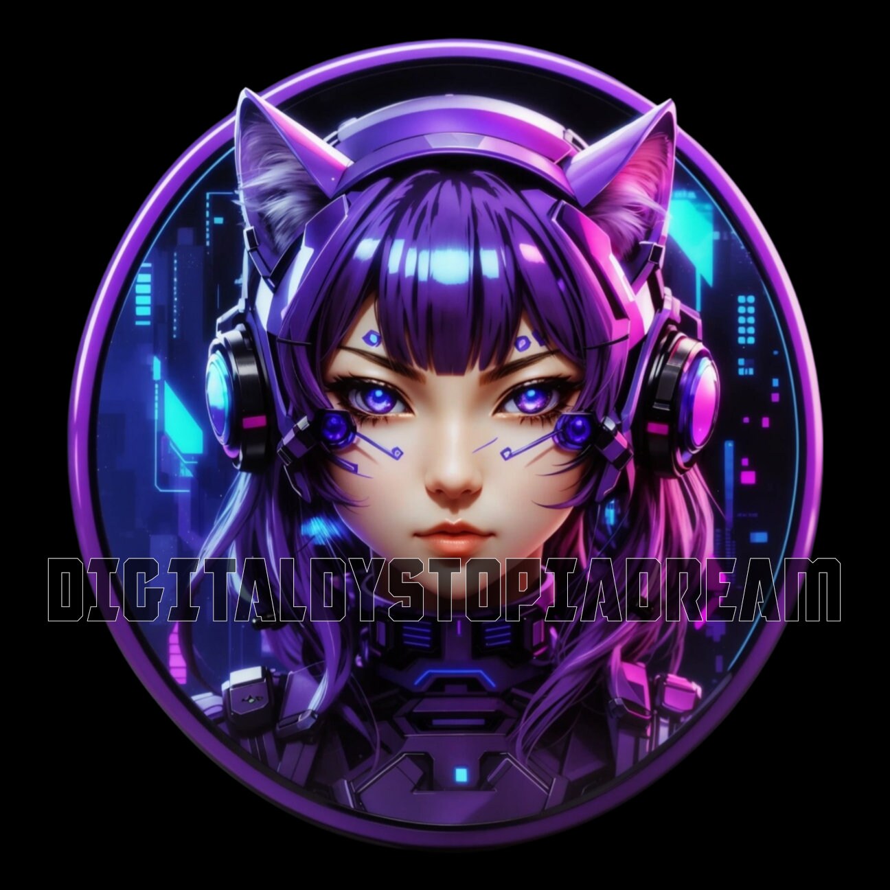 Cyberpunk Anime Cat Girl Twitch Sub Bit Badges for Streamers, Vtuber ...