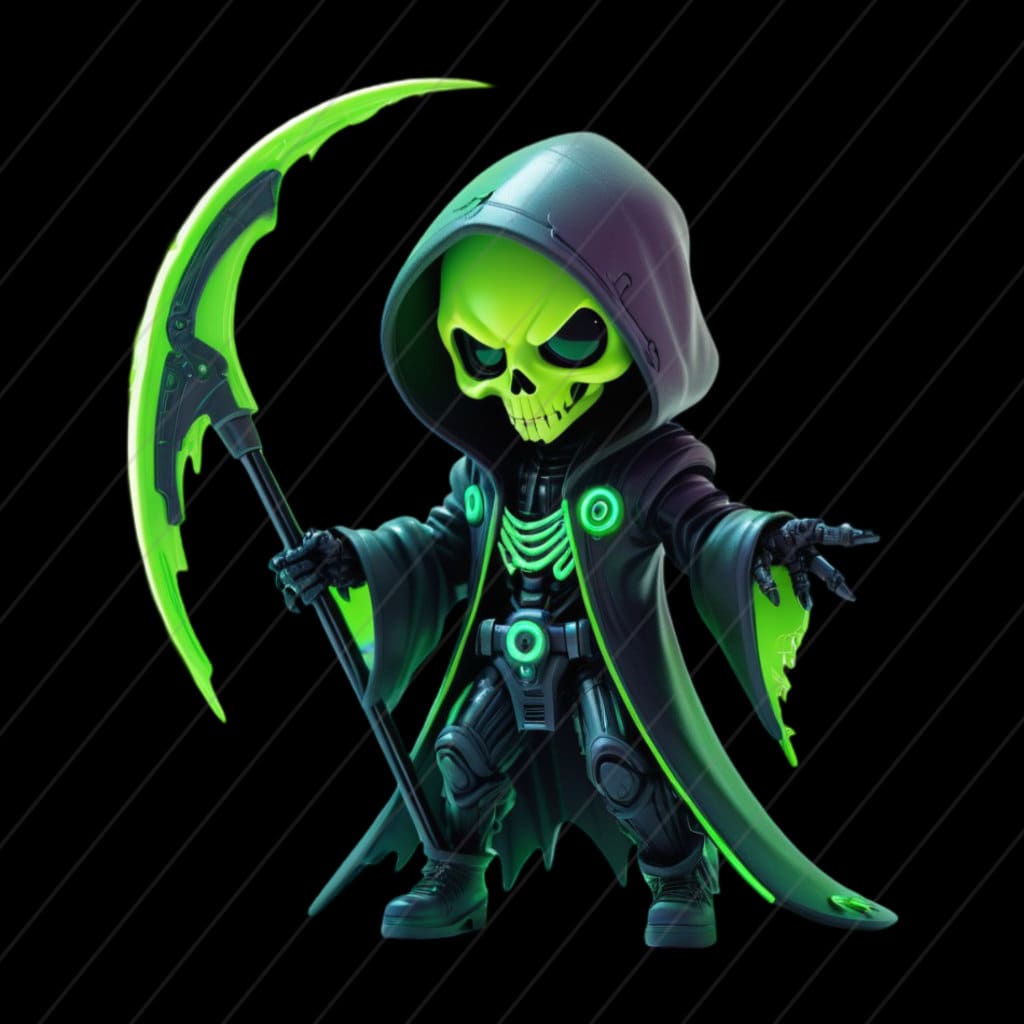 Cyberpunk Chibi Grim Reaper Twitch Kick Sub Badges and Bit Badges for ...