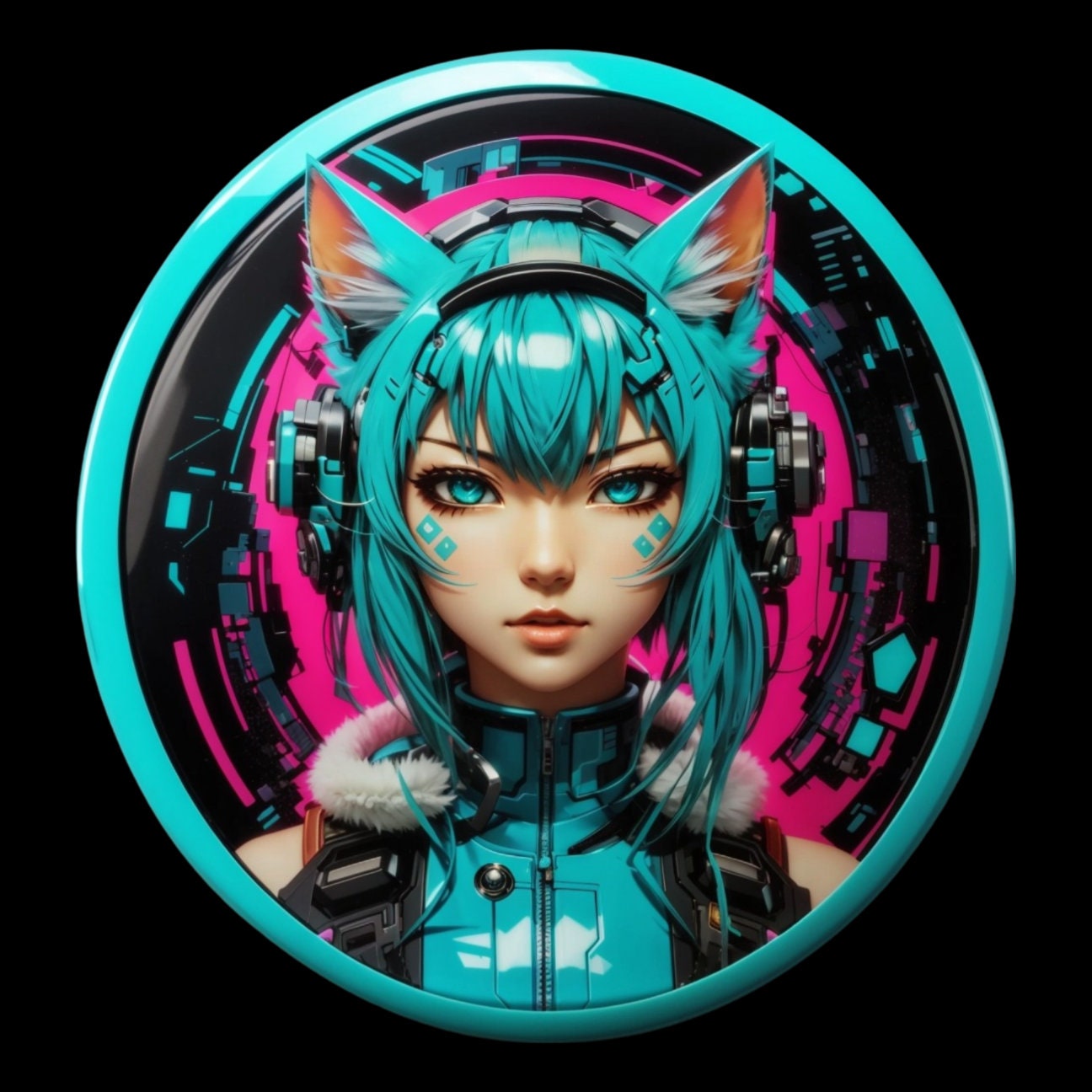 Cyberpunk Anime Cat Girl Twitch Sub Bit Badges for Streamers, Vtuber ...