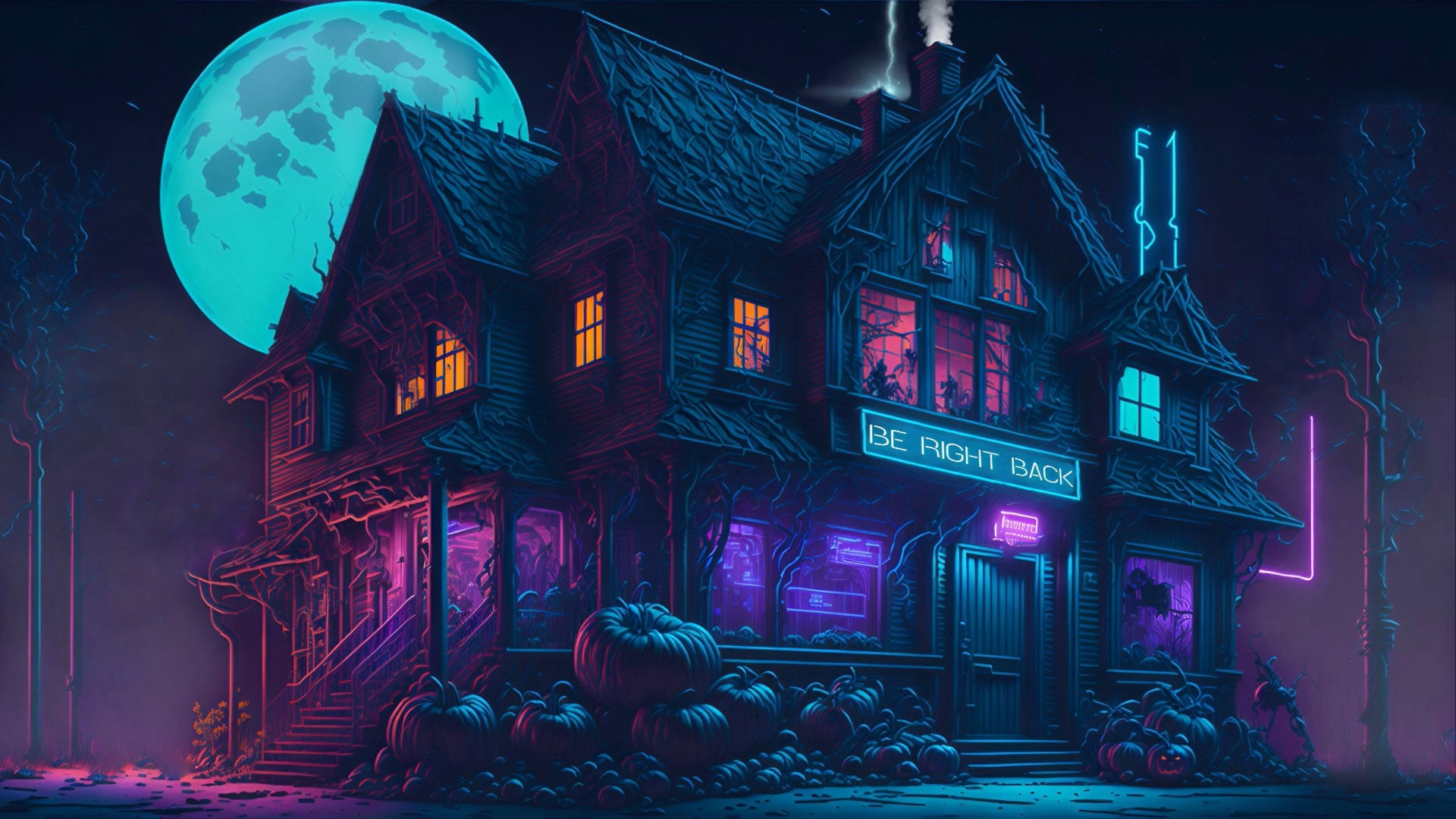 Cyberpunk Haunted House Animated Virtual Background Vtuber Twitch ...