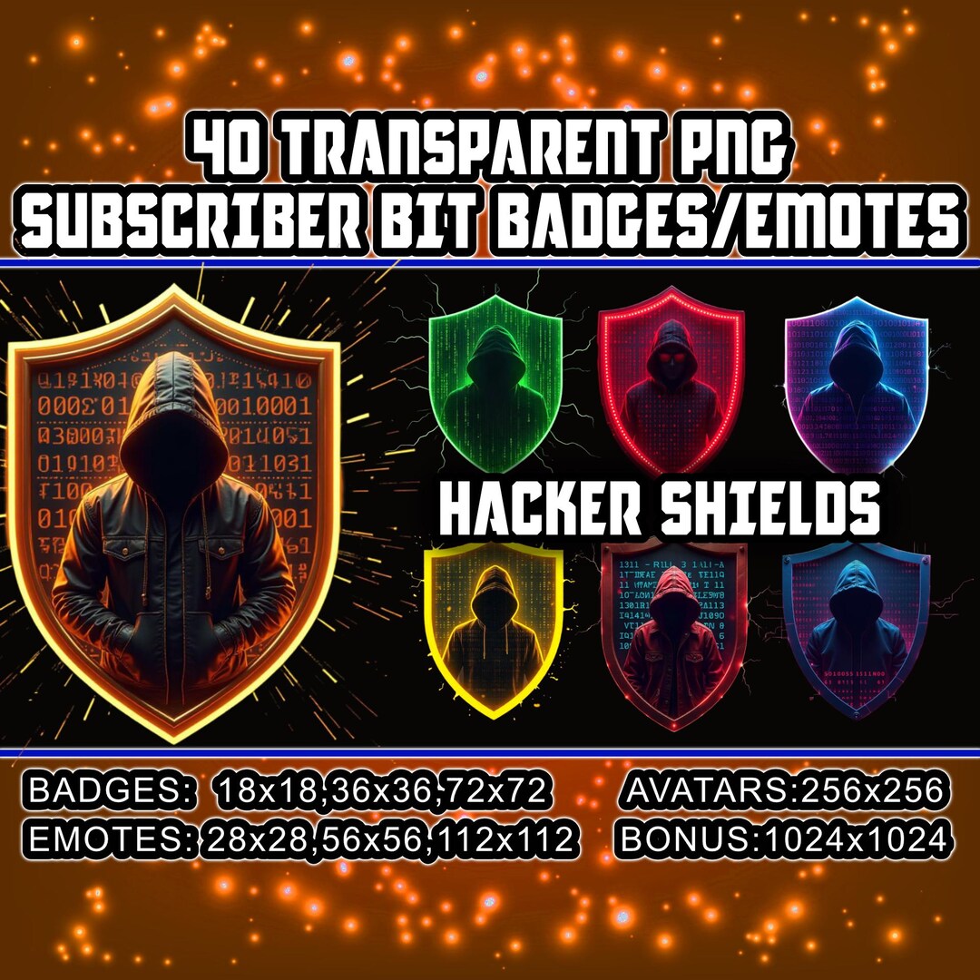 Cyberpunk Hacker Shields Twitch Kick Sub Badges and Bit Badges for ...