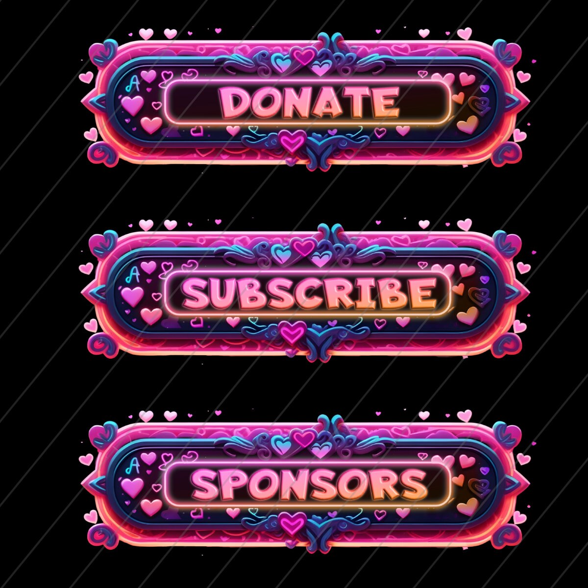 Love Twitch Panels for Streamers,2 X 40 Transparent Pngs,valentine ...