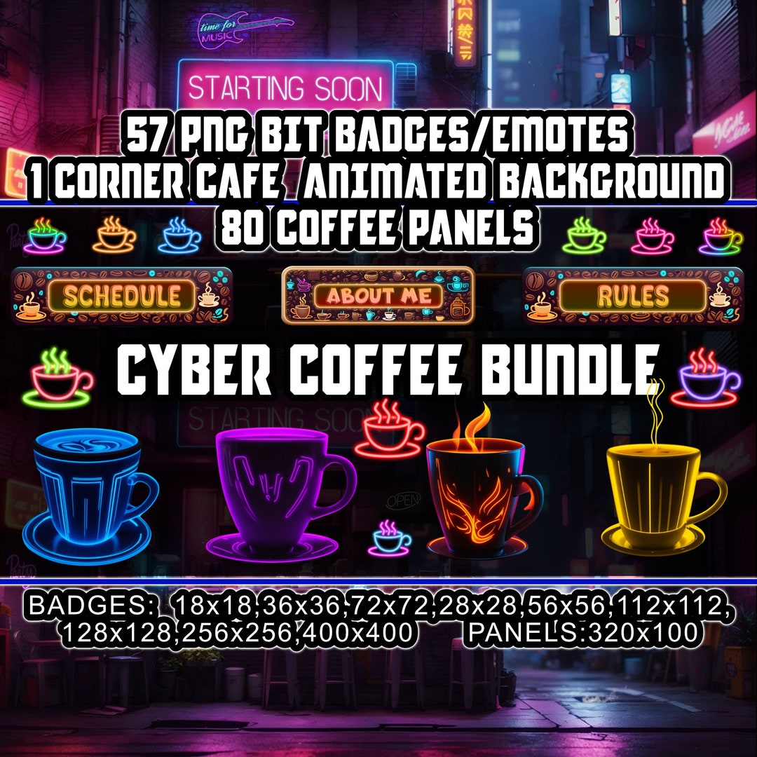 Coffee Streaming Bundle Twitch Kick Sub Bit Badges for Streamers ...