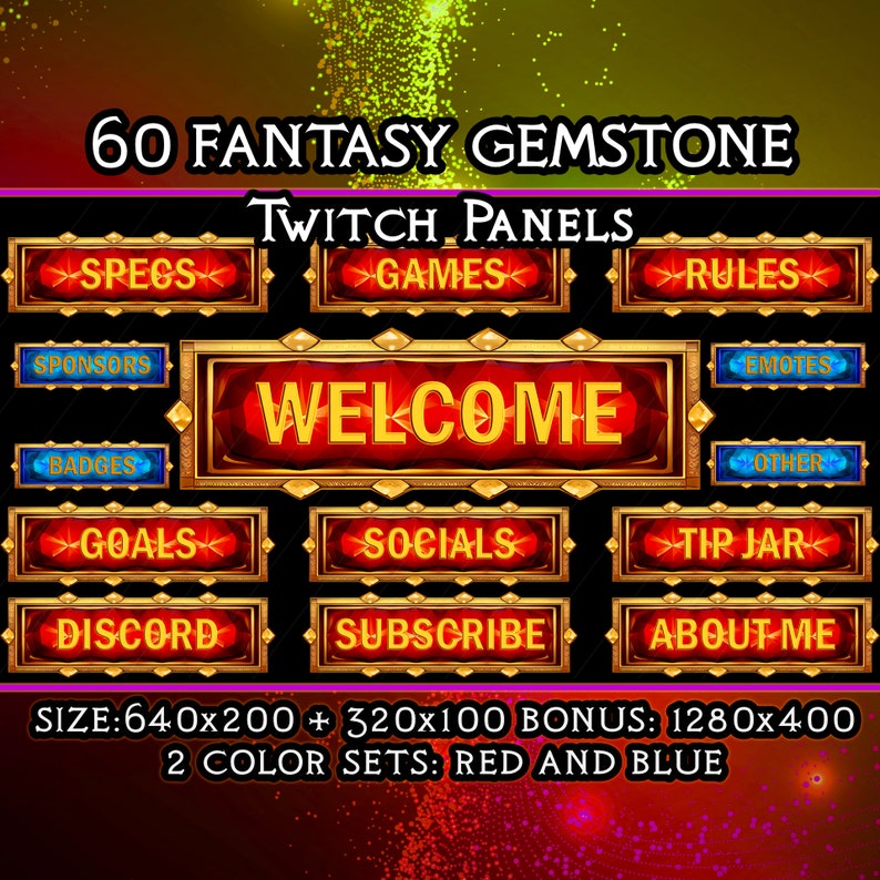 60 Fantasy Twitch Panels,transparent PNG (320x100,640x200 and 1280x400 ...
