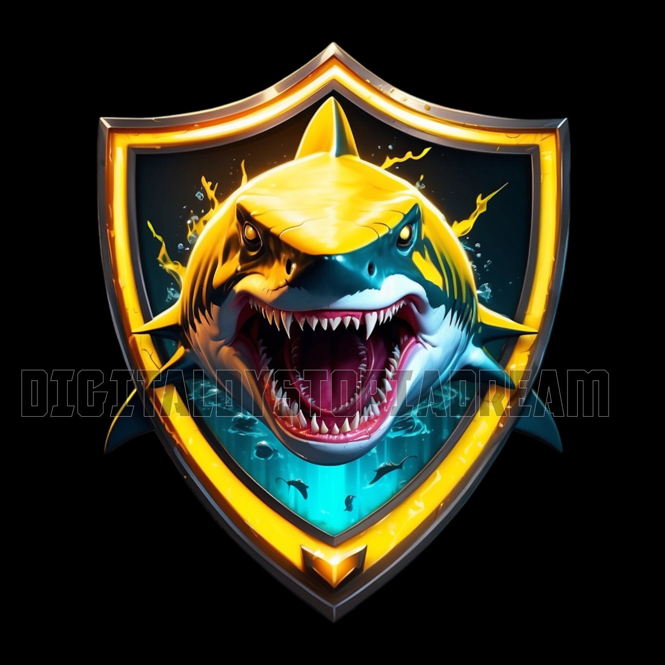 Cyberpunk Shark Shield Twitch Kick Sub Bit Badges for Streamers,vtubers ...