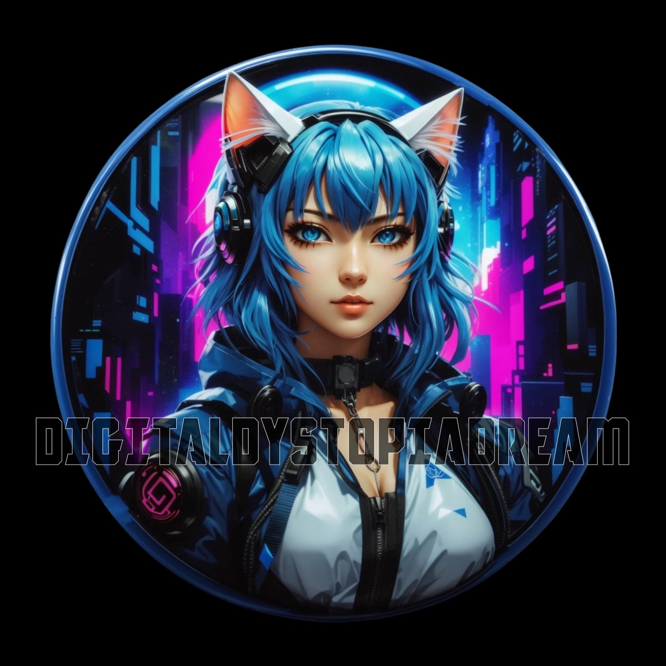 Cyberpunk Anime Cat Girl Twitch Sub Bit Badges for Streamers, Vtuber ...
