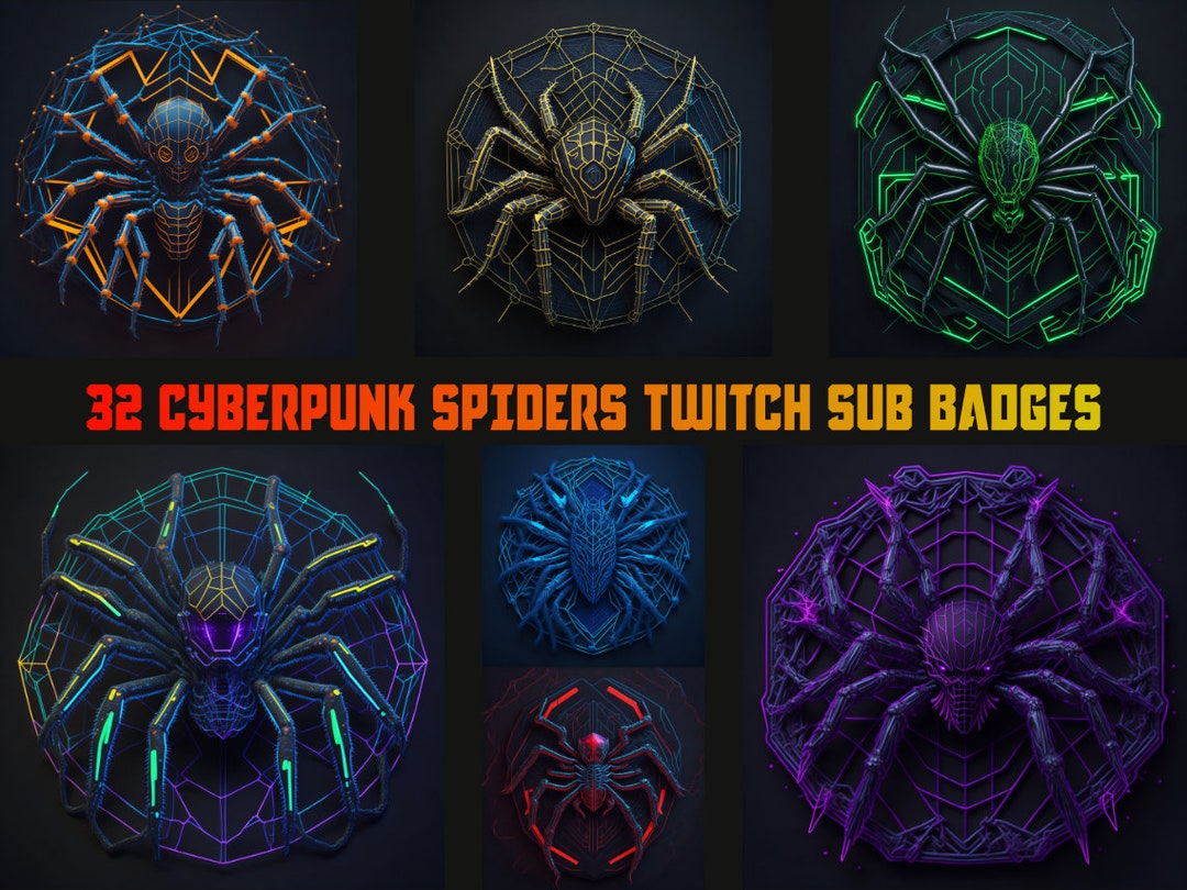 32 Cyberpunk Spiders Twitch Sub Badges and Bit Badges for - Etsy