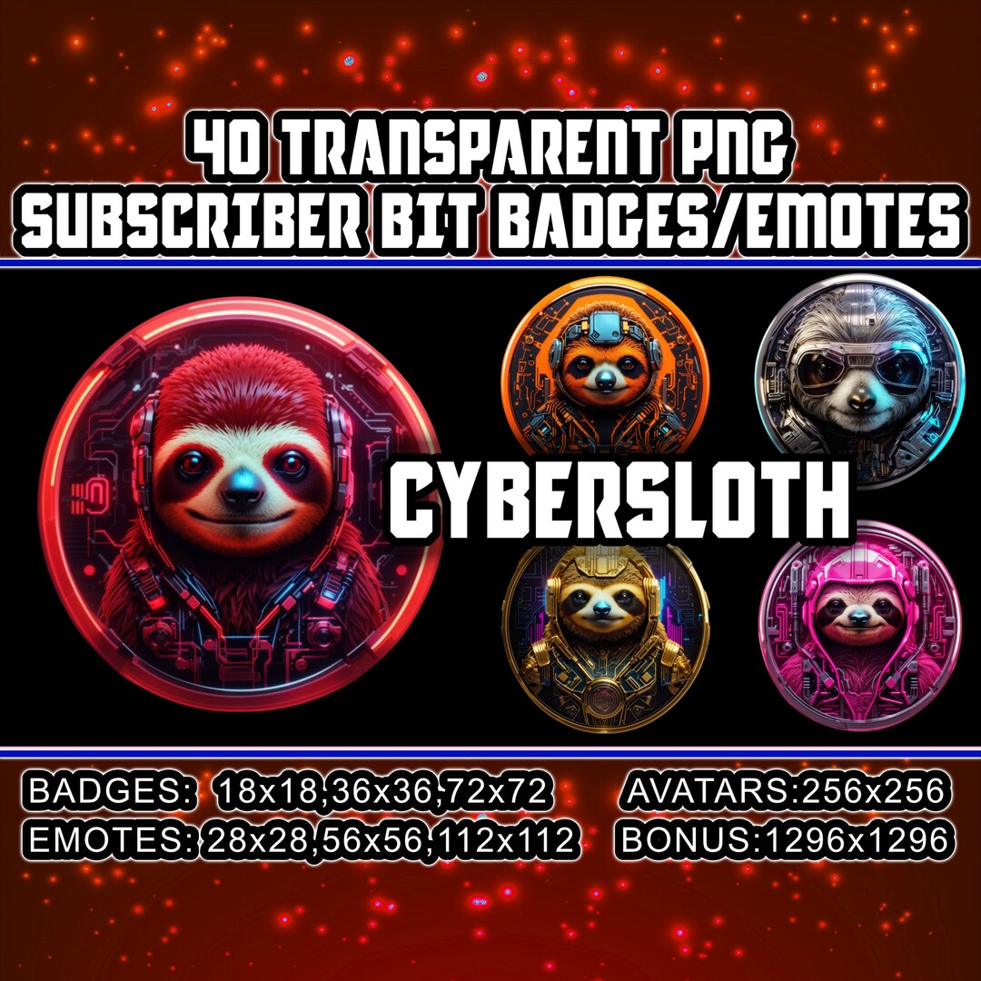 Sloth Twitch/kick Sub and Bit Badges for Streamers,vtubers,animal ...