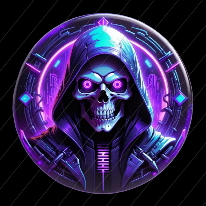 Cyberpunk Grim Reaper Twitch Kick Sub and Bit Badges for Streamers ...