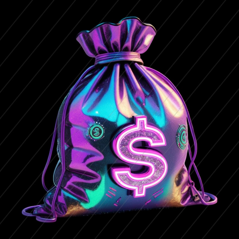 Neon Money Bag Twitch Kick Sub Bit Badges for Streamers,vtuber, 40 ...