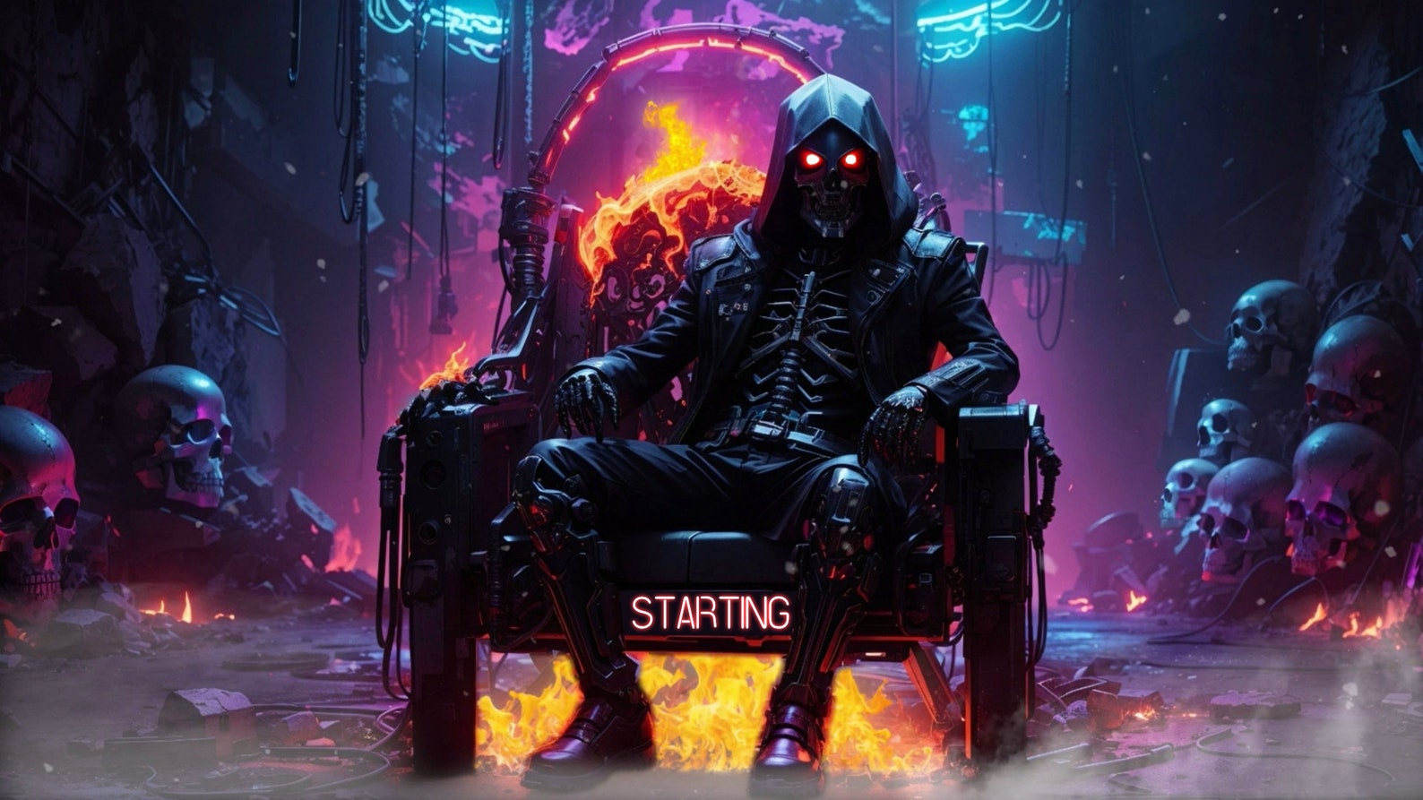 Cyberpunk Grim Reaper Hell Animated Virtual Background Vtuber Twitch ...