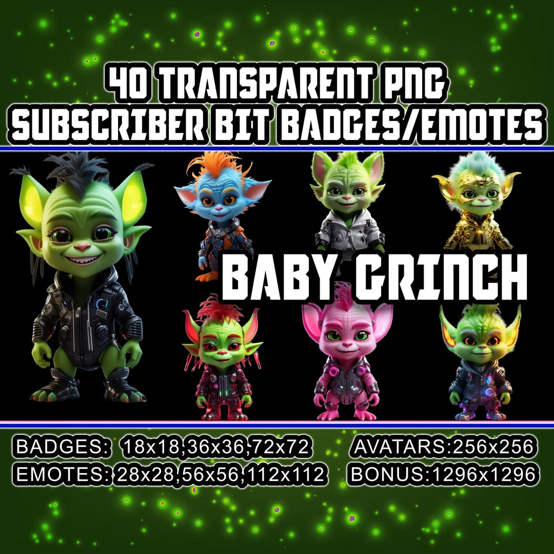 Baby Grinch Cyberpunk Twitch Kick Sub Bit Badges for Streamers, Vtuber ...