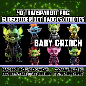 Baby Grinch Cyberpunk Twitch Kick Sub Bit Badges for Streamers, Vtuber ...