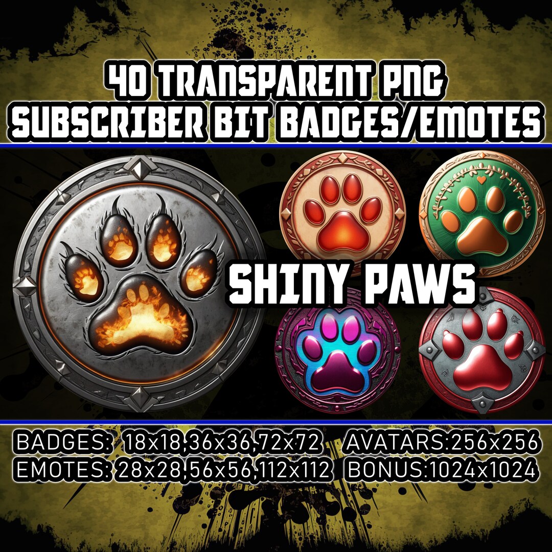 Cat and Dog Paws Twitch Kick Sub Bit Badges for Streamers, Vtubers ...