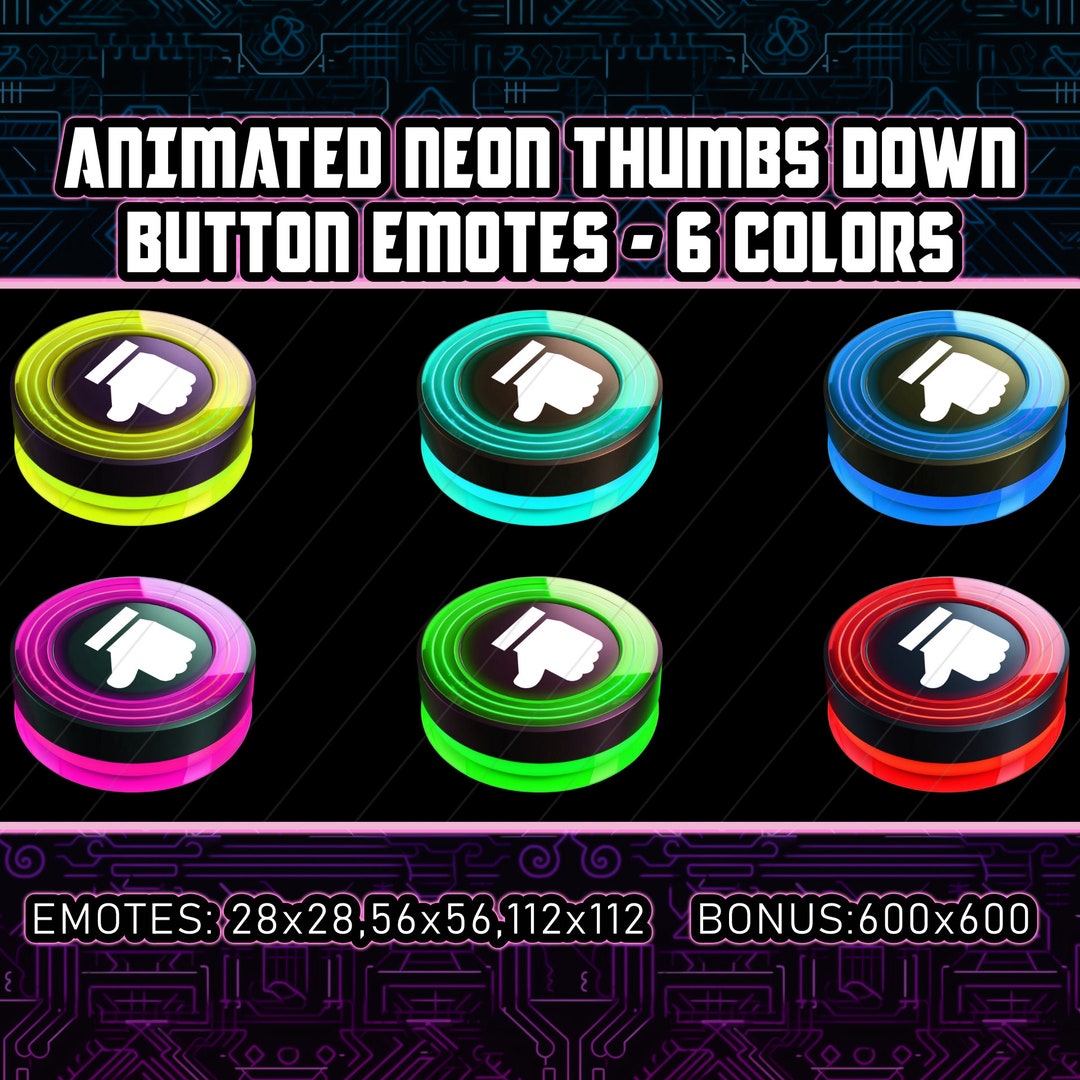 Animated Neon Dislike Button Twitch Emotes for Streamers,6 Colors,28x28 ...