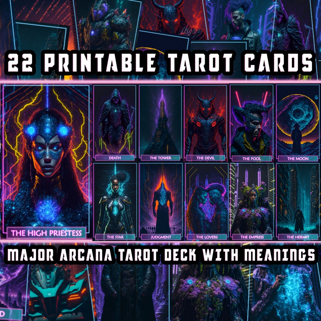 Cyberpunk Major Arcana Tarot Cards - 22 Printable Tarot Cards Unique ...