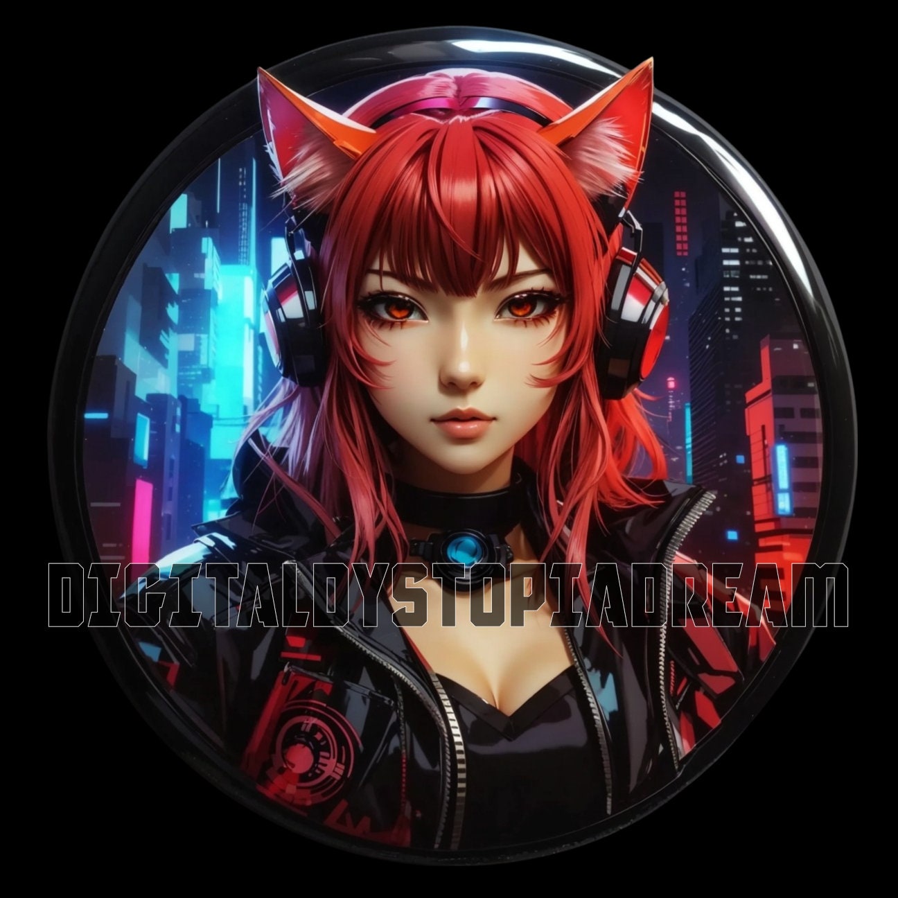 Cyberpunk Anime Cat Girl Twitch Sub Bit Badges for Streamers, Vtuber ...