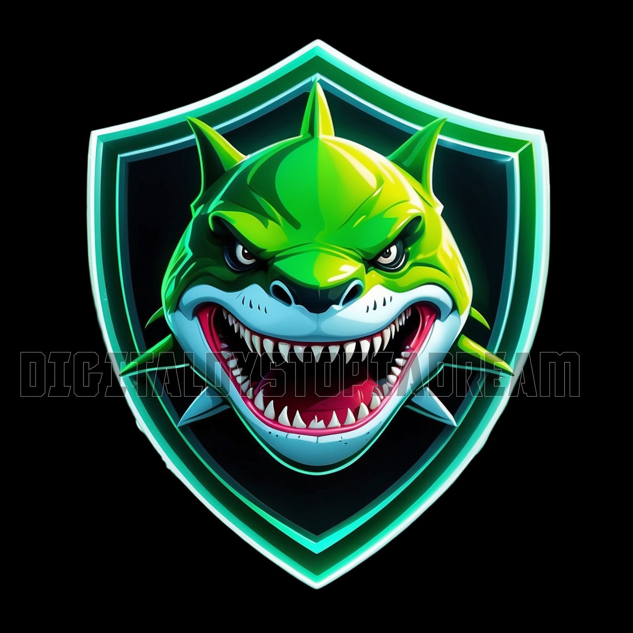 Cyberpunk Shark Shield Twitch Kick Sub Bit Badges for Streamers,vtubers ...
