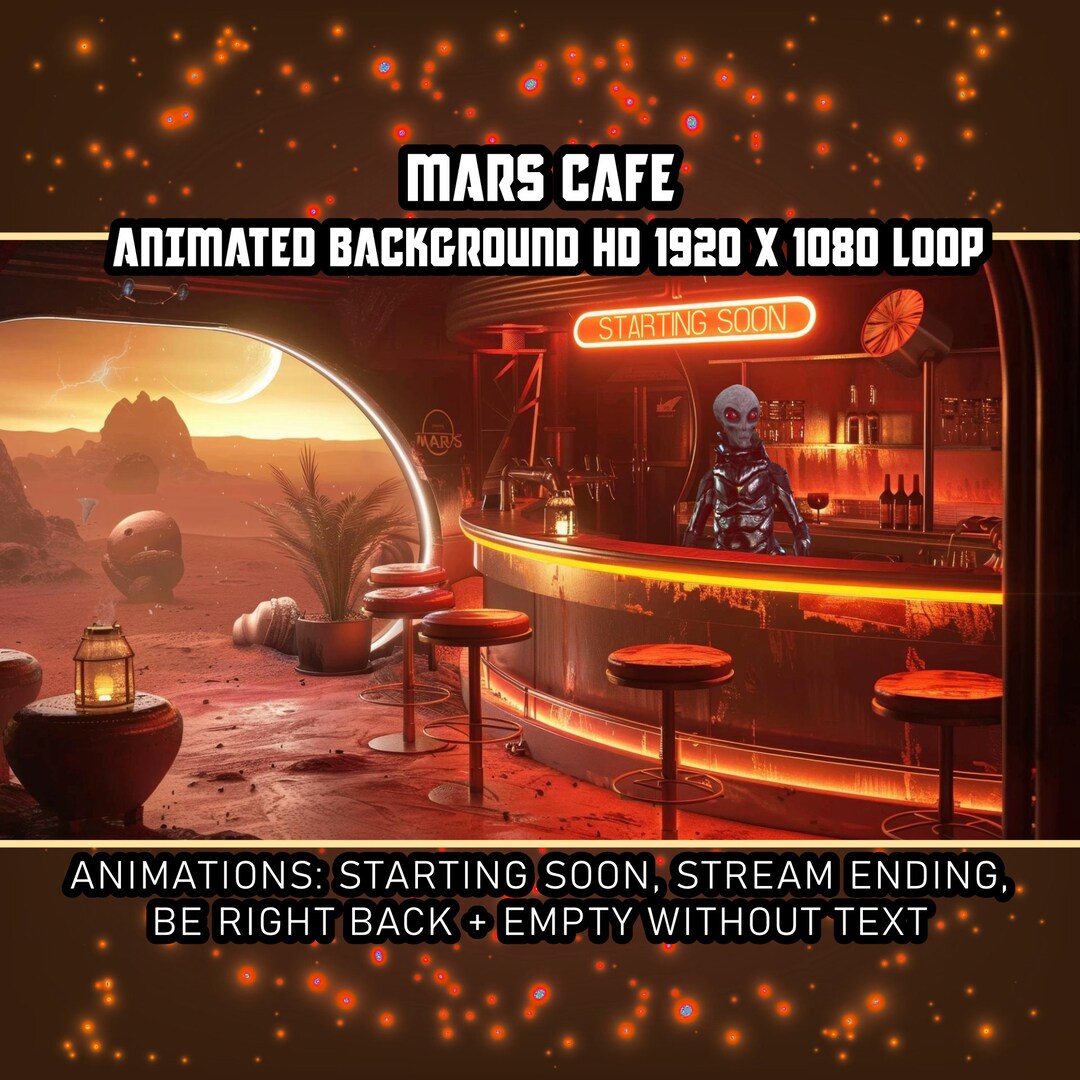 Alien Mars Cafe Animated Virtual Background Vtuber Twitch Streaming ...