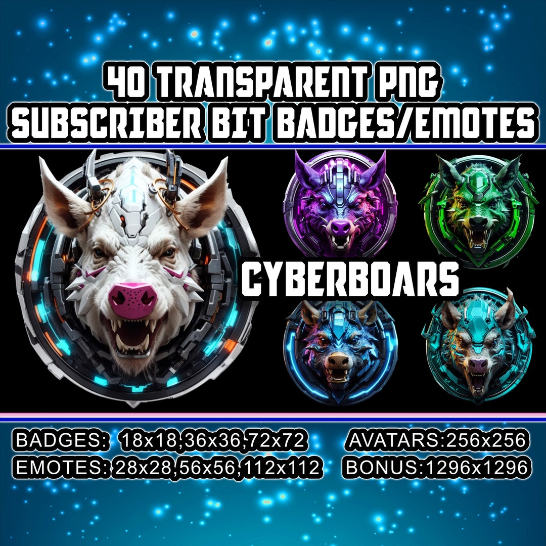 Cyberpunk Boar Twitch Kick Sub Bit Badges for Streamers, Vtuber ,wild ...