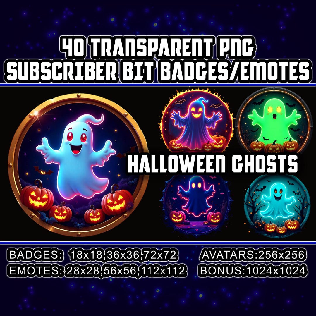 Neon Ghosts Twitch Kick Sub Bit Badges for Streamers,vtubers,40 ...