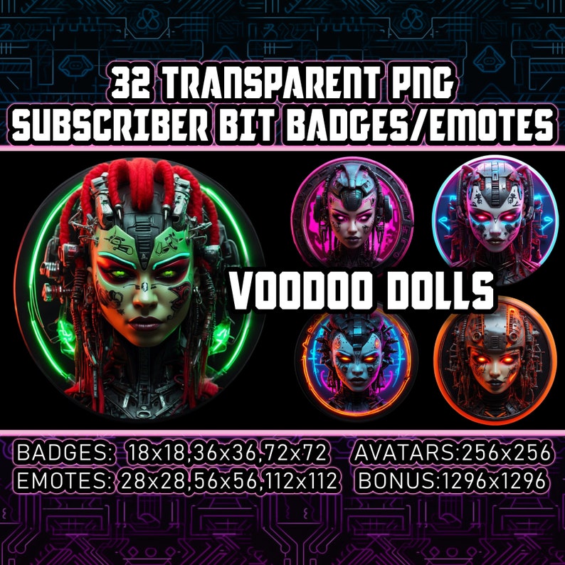 Voodoo Doll Cyberpunk Twitch Kick Sub Bit Badges for Streamers,vtubers ...