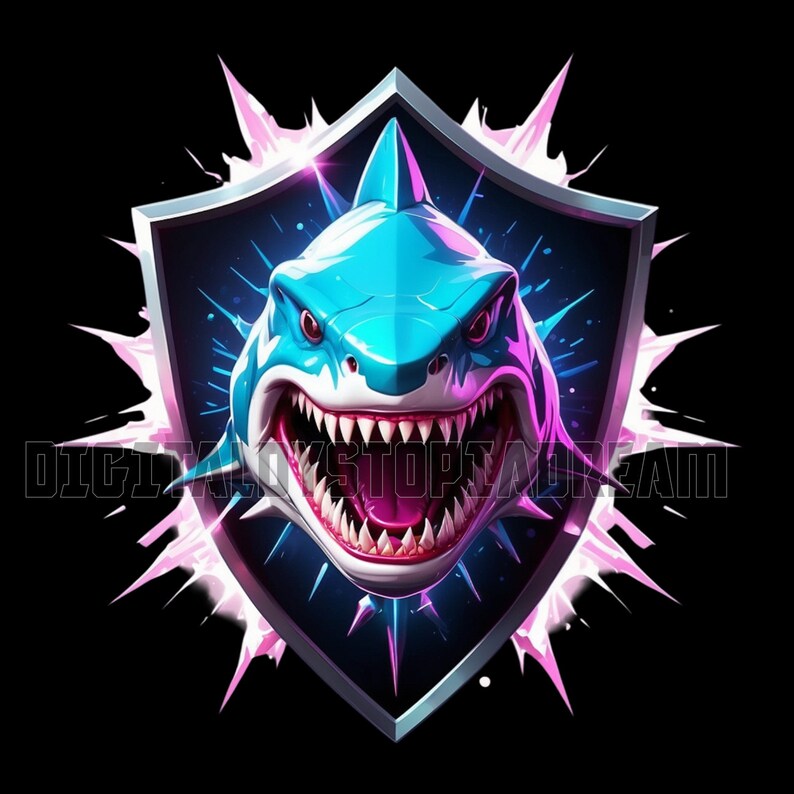 Cyberpunk Shark Shield Twitch Kick Sub Bit Badges for Streamers,vtubers ...