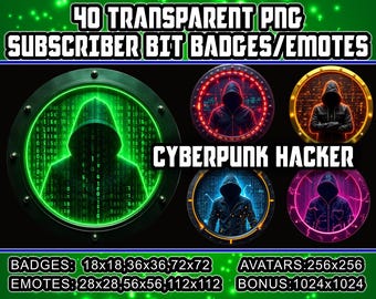 Cyber Hacker Twitch Panels for Streamers,2 X 40 Cyberpunk Transparent ...