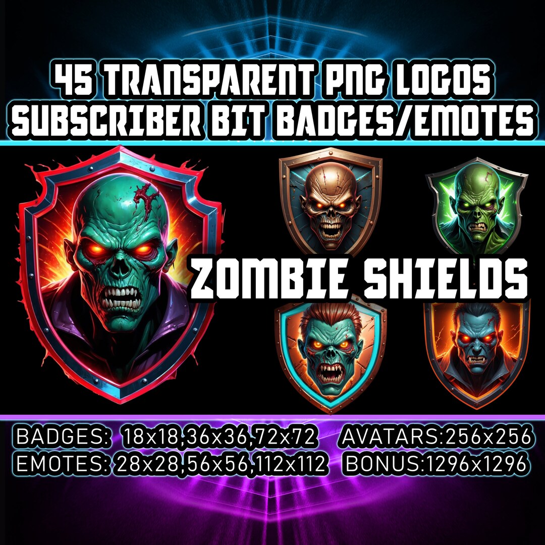 Cyberpunk Zombie Shields Twitch Kick Sub/bit Badges for Streamers ...
