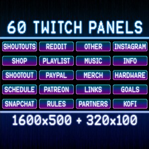 60 Cyberpunk Neon Pixel Twitch Panels, Blue Pink, 3 Sizes (320x100 ...
