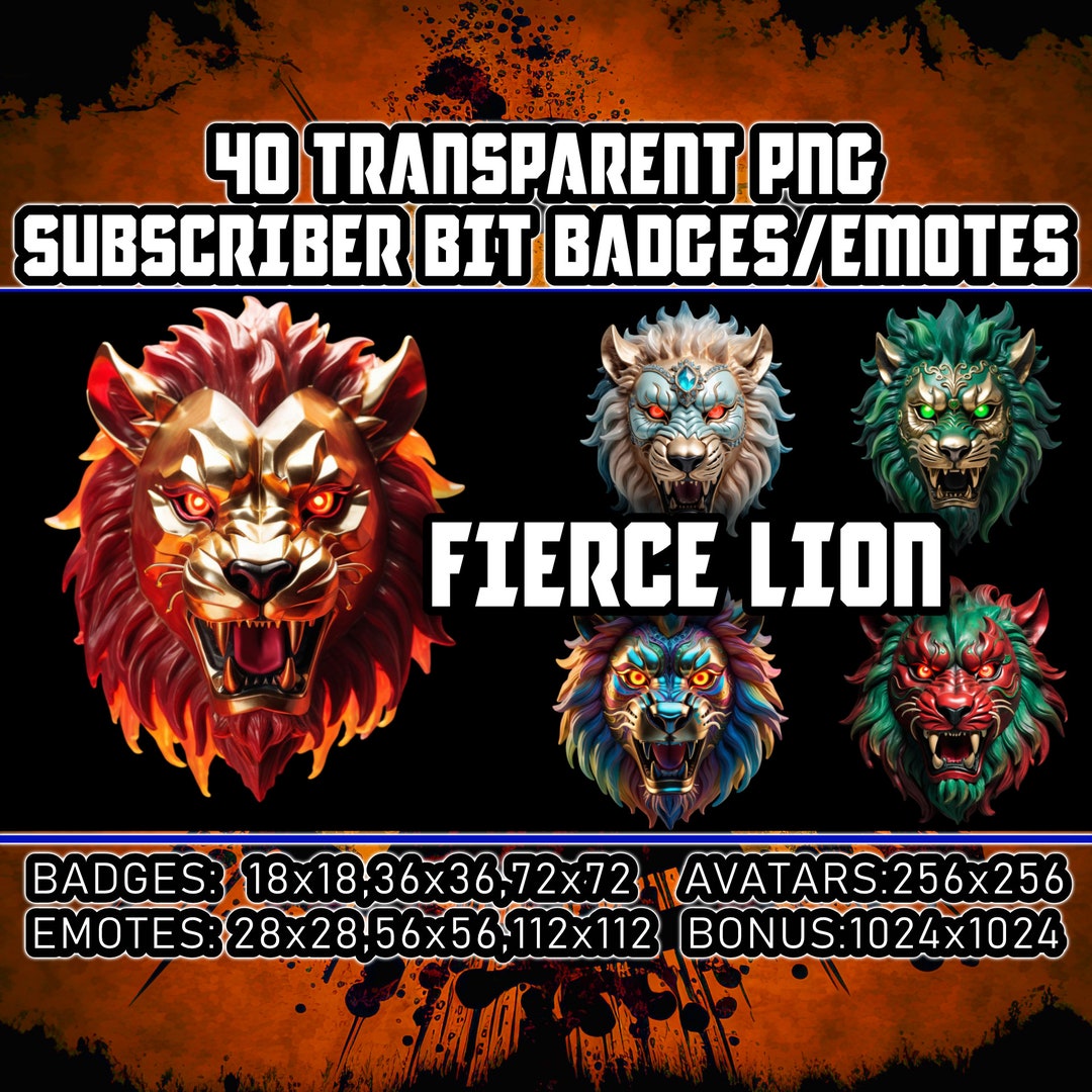 Angry Lion Twitch Kick Sub/bit Badges for Streamers,vtubers,40 Fierce ...