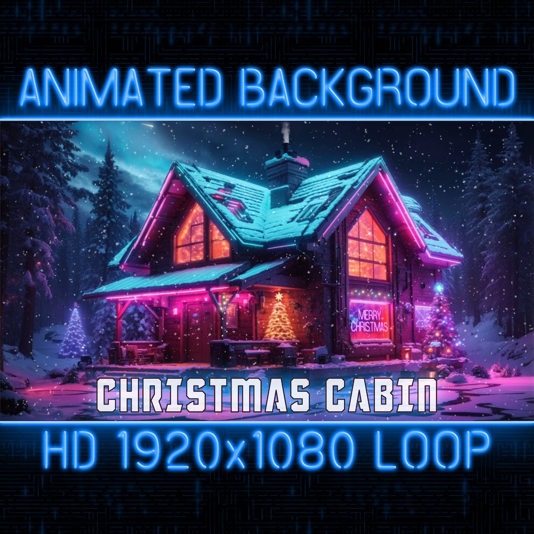 Animated Christmas Cabin in the Woods Virtual Background Vtuber Twitch ...