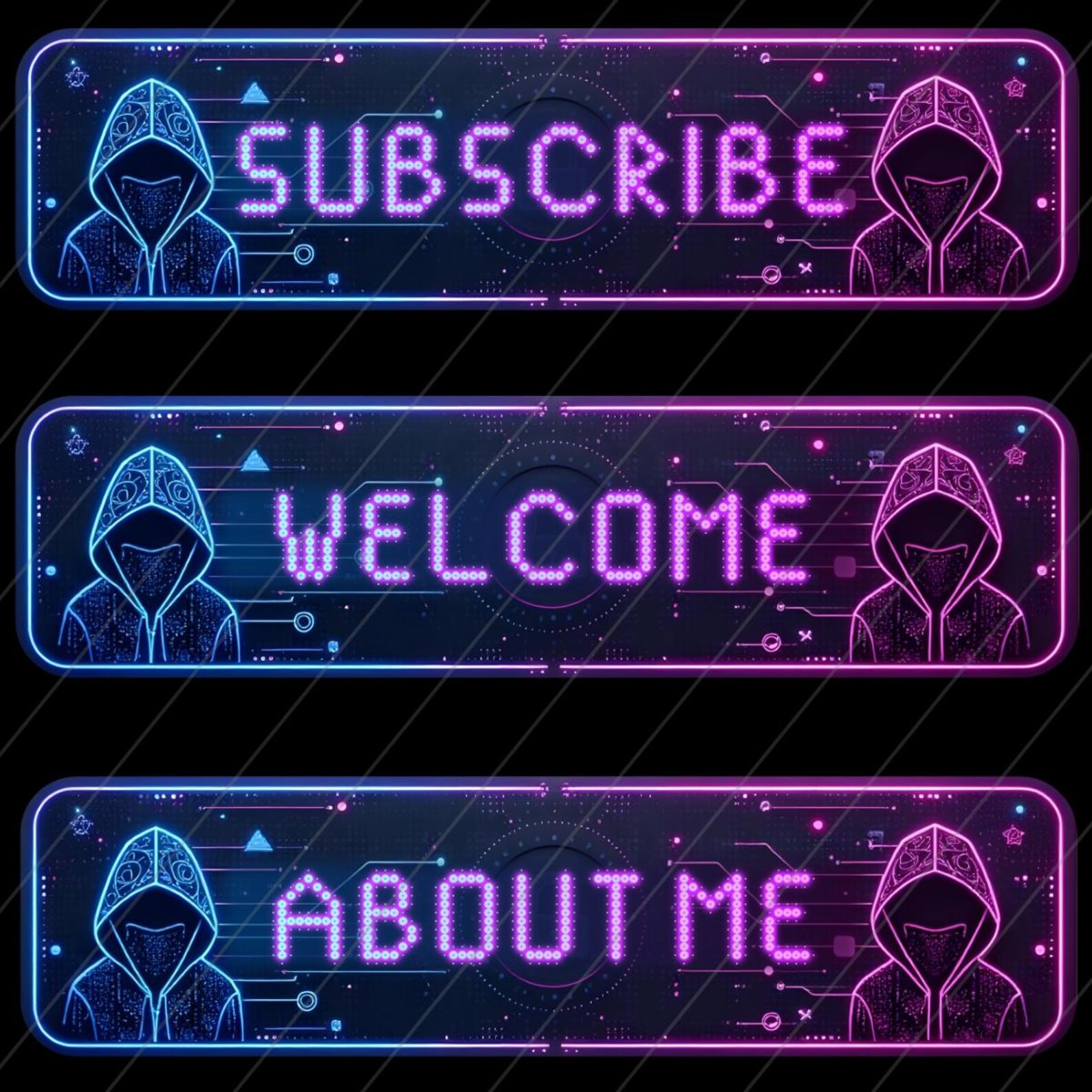 Cyber Hacker Twitch Panels for Streamers,2 X 40 Cyberpunk Transparent ...
