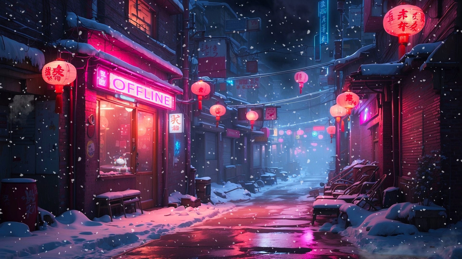 Animated Chinese Cyberpunk Alley Virtual Background Vtuber Twitch ...