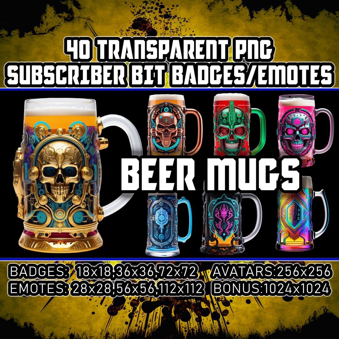 Cyberpunk Beer Mugs Twitch Kick Sub Bit Badges for Streamers,vtubers,40 ...
