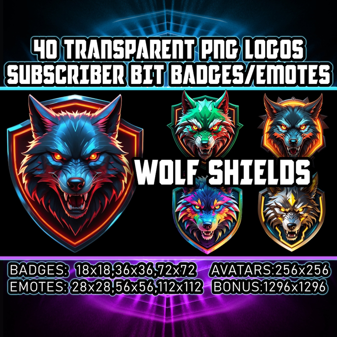 Cyberpunk Wolf Shields Twitch Kick Sub/bit Badges for Streamers,vtubers ...