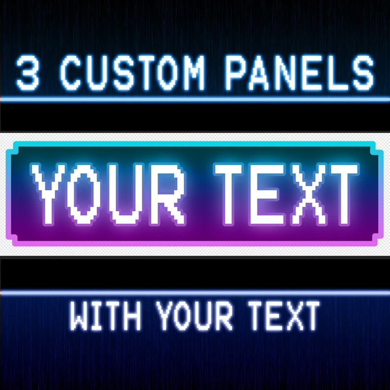 60 Cyberpunk Neon Pixel Twitch Panels, Blue Pink, 3 Sizes 320x100 ...