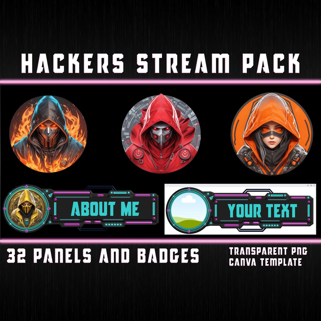 32 Hacker Badgespanels Pack for Streamers 8 Colors Bonus - Etsy