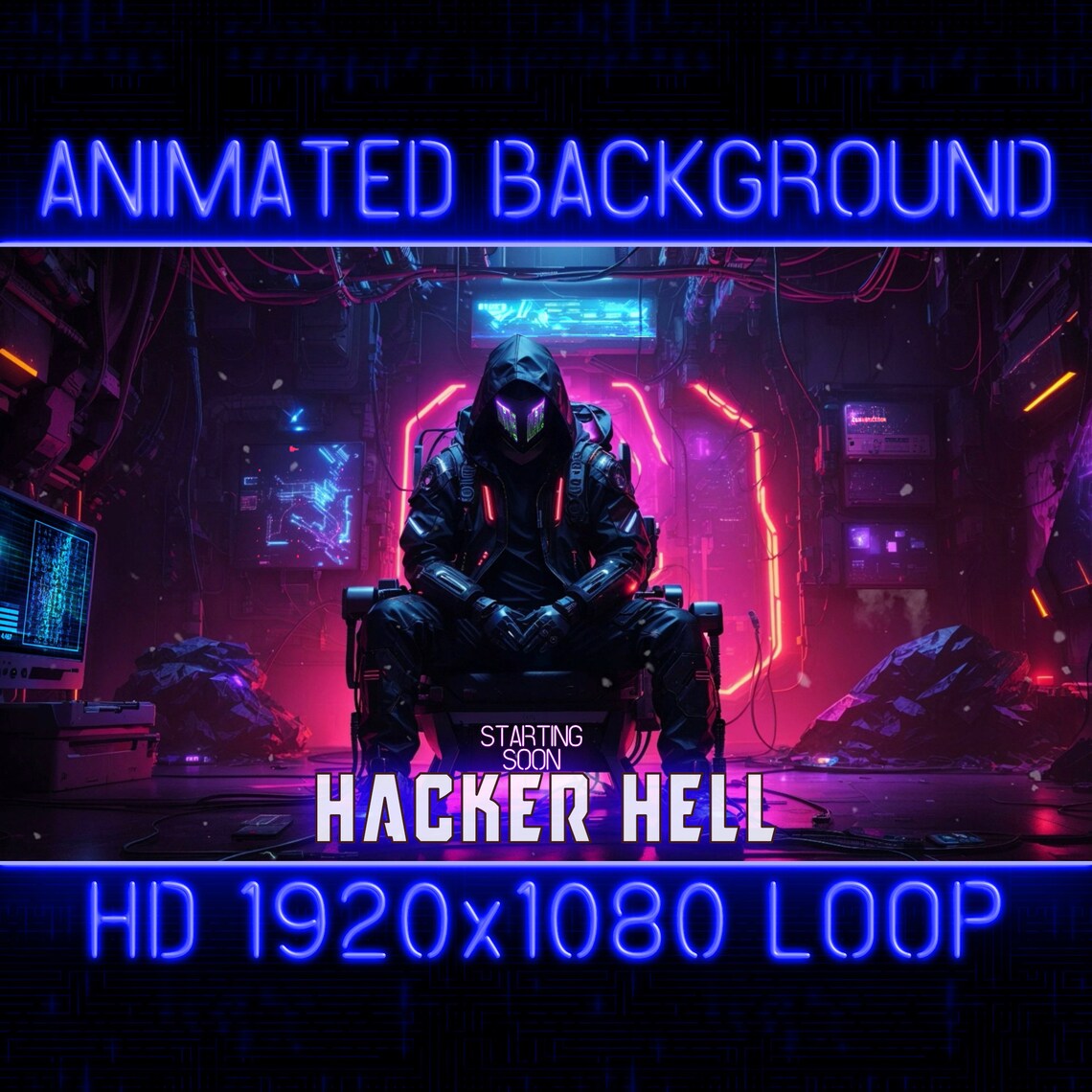 Cyberpunk Hacker Hell Animated Virtual Background Vtuber Twitch ...