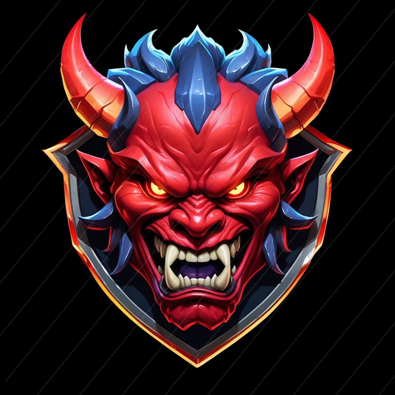 Cyberpunk Oni Mask Shield Twitch Kick Sub Bit Badges for Streamers ...