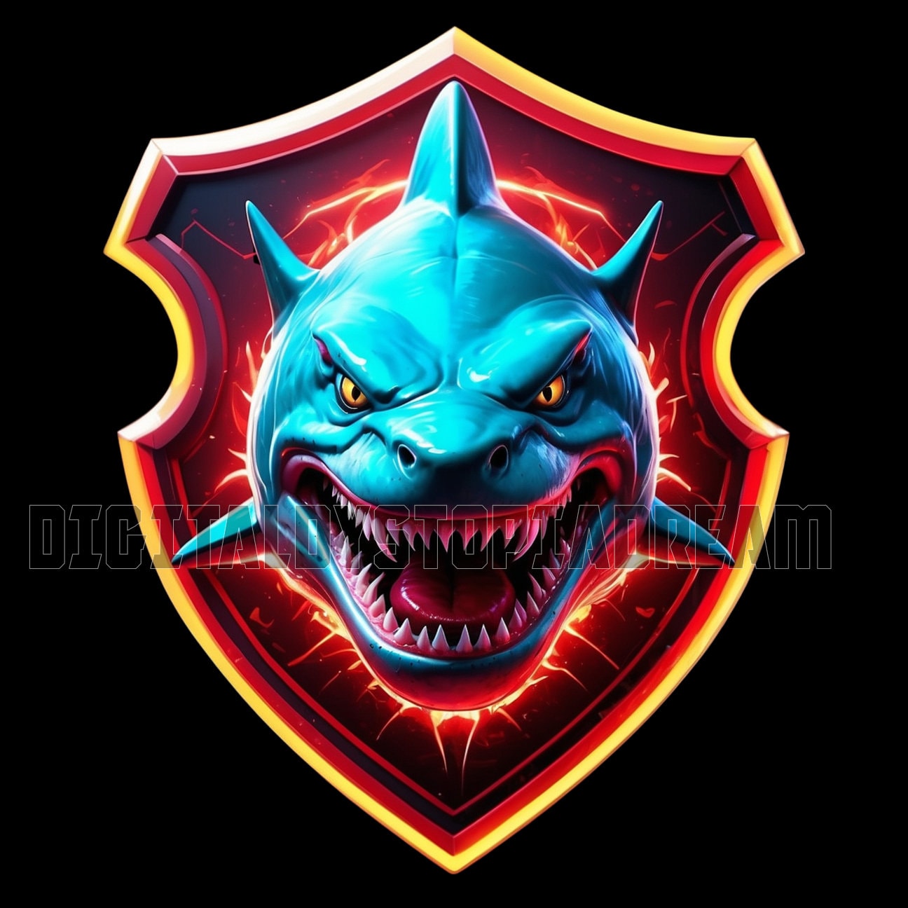 Cyberpunk Shark Shield Twitch Kick Sub Bit Badges for Streamers,vtubers ...