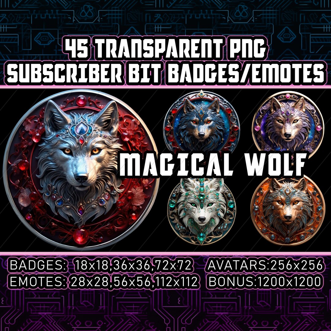 Magical Wolf Twitch Kick Sub and Bit Badges for Streamers,vtubers ...