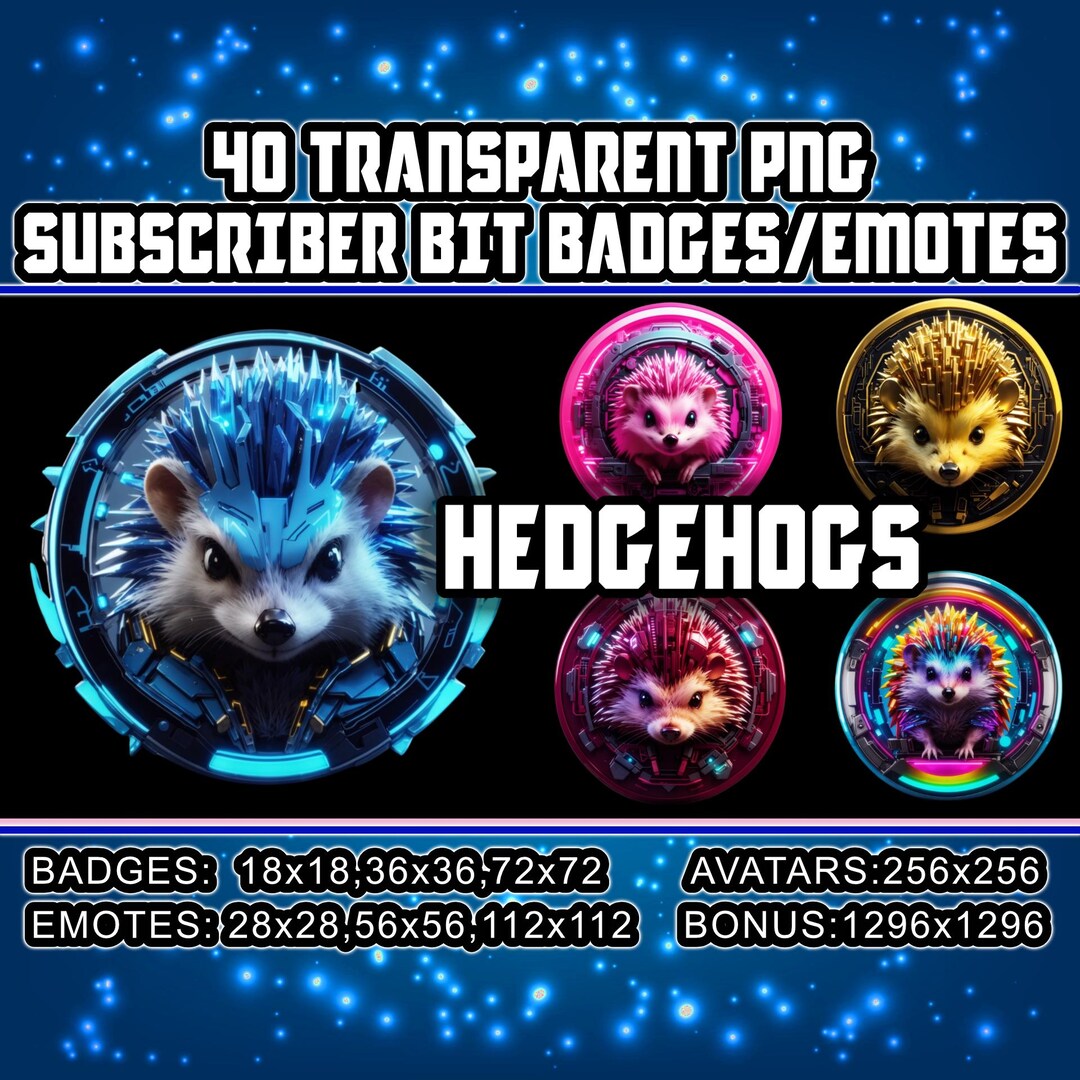 Hedgehogs Emotes Twitch Kick Sub and Bit Badges for Streamers,vtubers ...