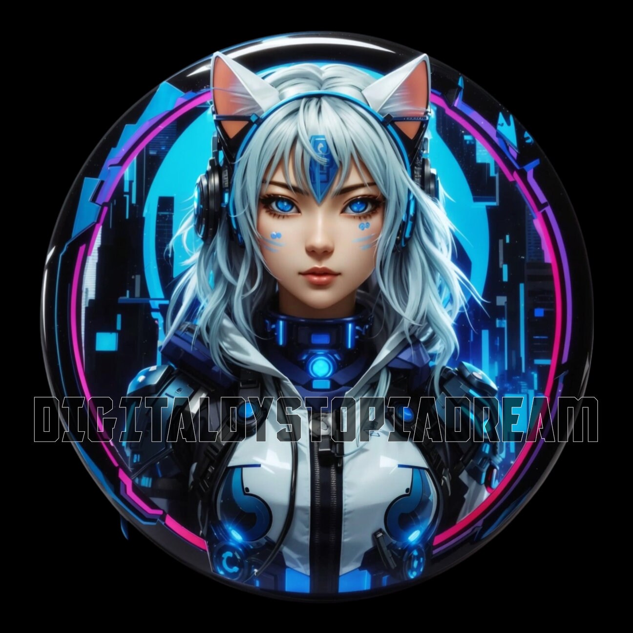 Cyberpunk Anime Cat Girl Twitch Sub Bit Badges for Streamers, Vtuber ...