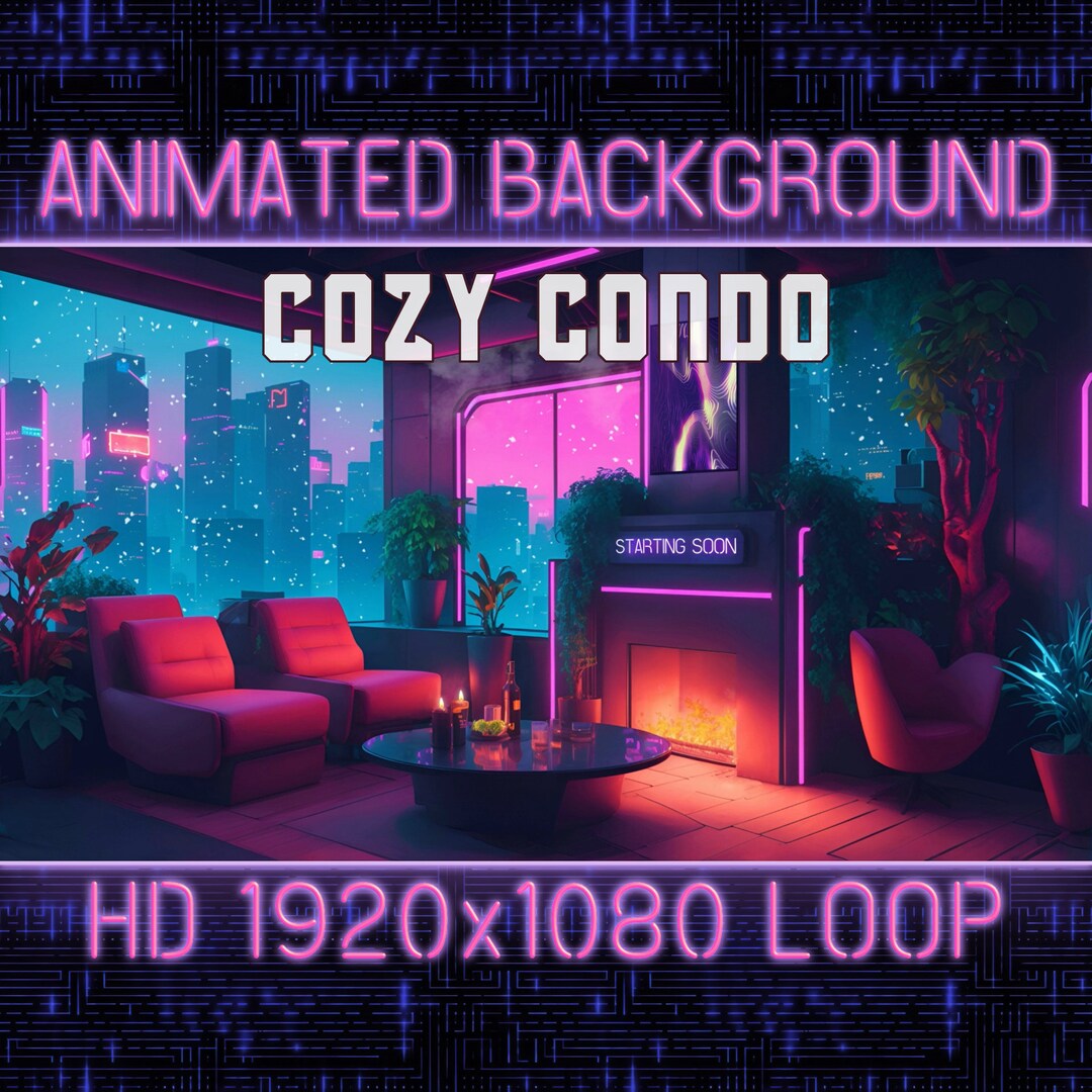 Cyberpunk gemütlich Kamin Wohnung - Virtueller Hintergrund Vtuber ...