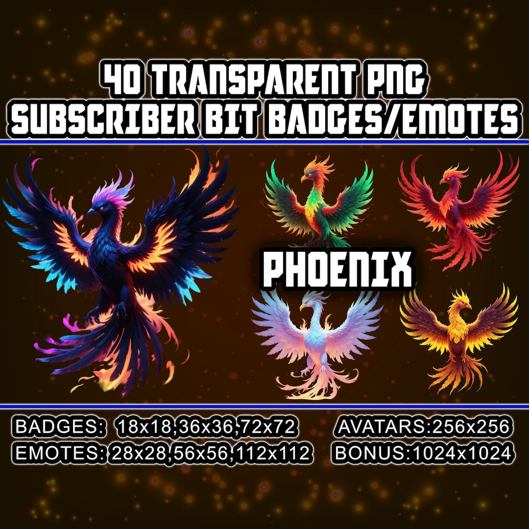 Neon Phoenix Twitch Kick Sub Bit Badges for Streamers, Vtuber ,40 ...