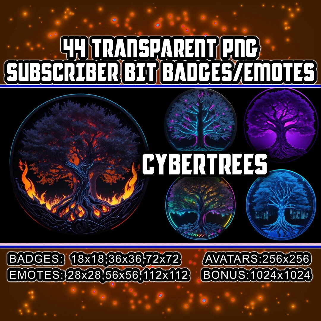 Cyberpunk Trees Twitch Kick Sub and Bit Badges for Streamers, Vtubers ...