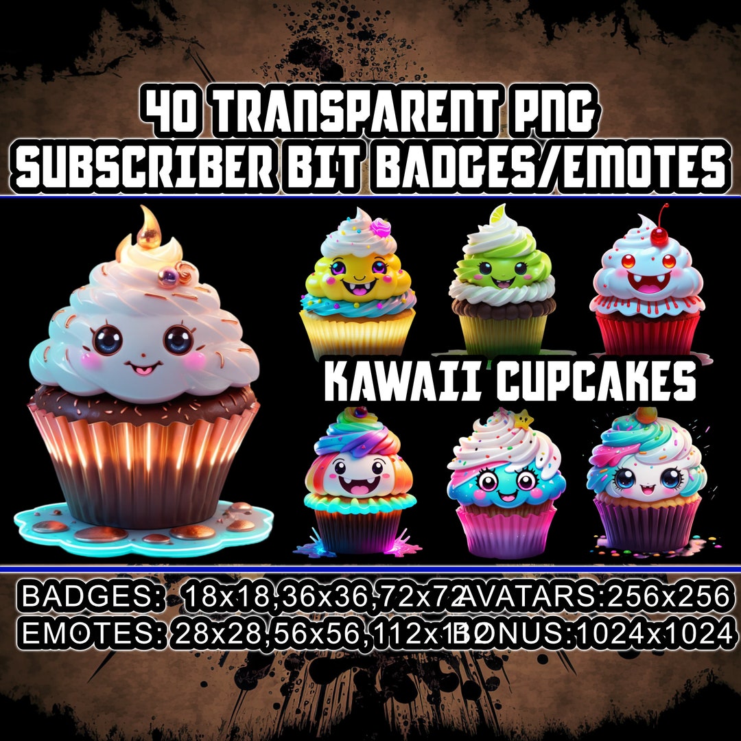 Kawaii Cupcakes Twitch Kick Sub and Bit Badges for Streamers,vtubers ...